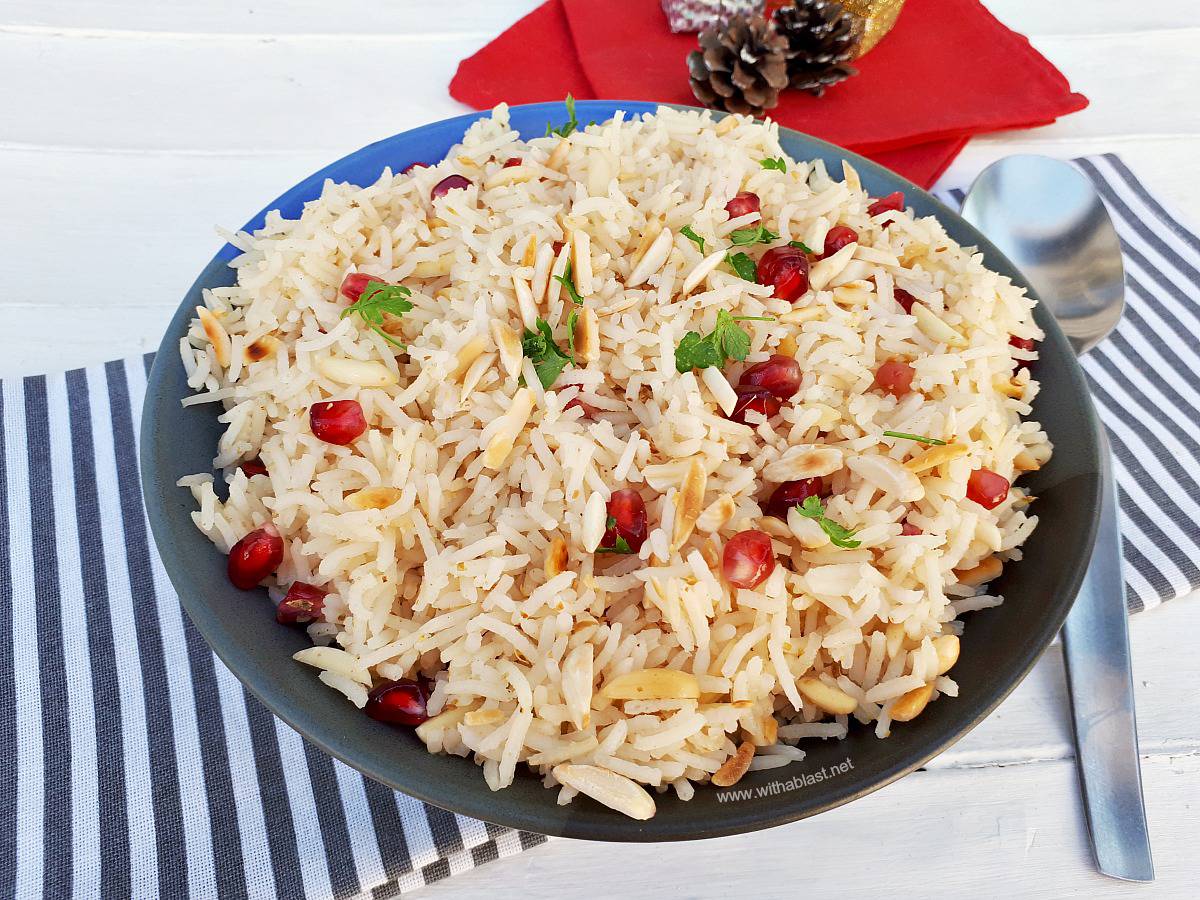 Pomegranate Almond Rice (Christmas Rice) | With A Blast