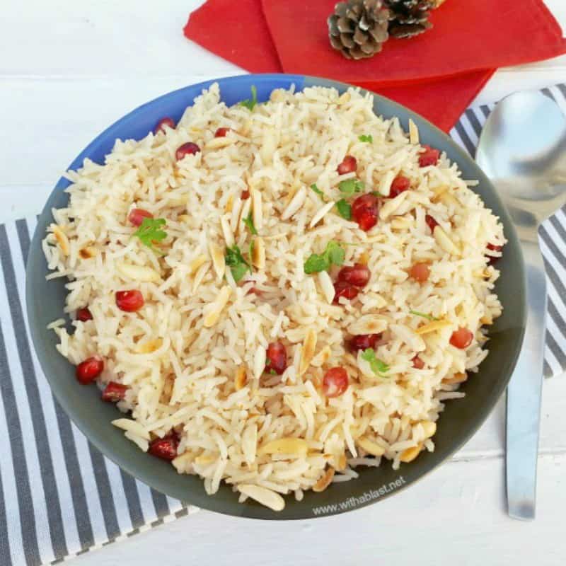 Pomegranate Almond Rice (Christmas Rice) | With A Blast