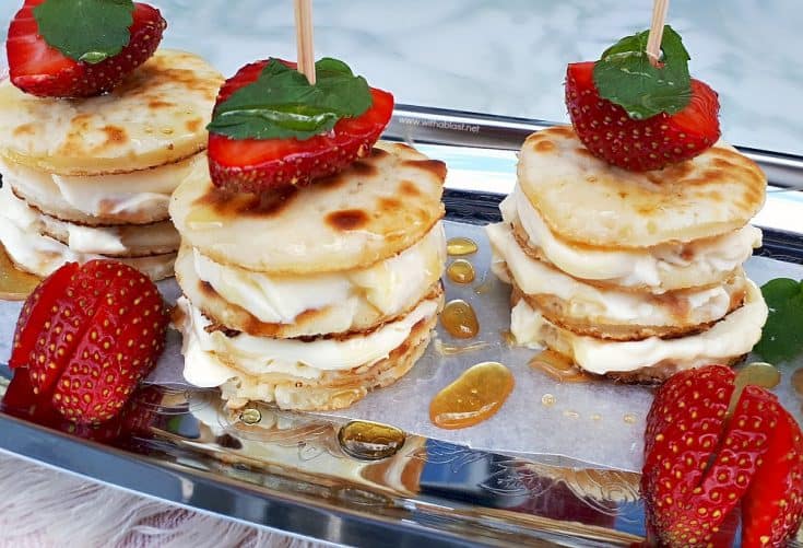 Mascarpone Filled Mini Pancake Stacks | With A Blast